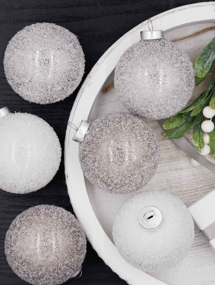 Silver Frosed Ornament Set (6 Pack)