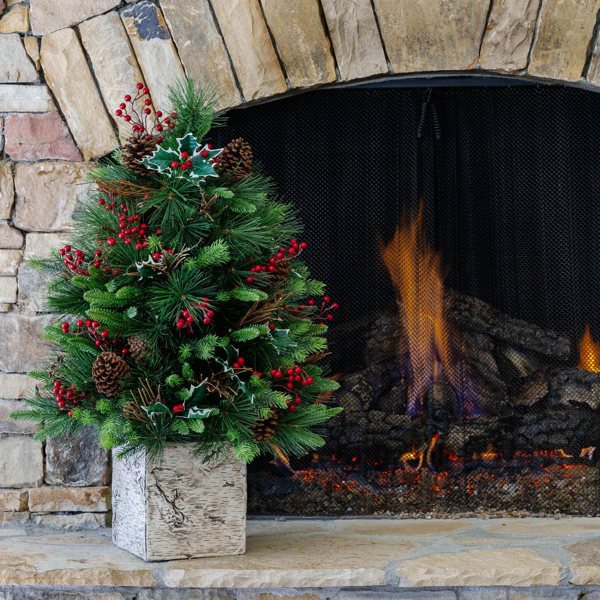 3' Redwood Tabletop Tree with 70 Warm White LED Lights