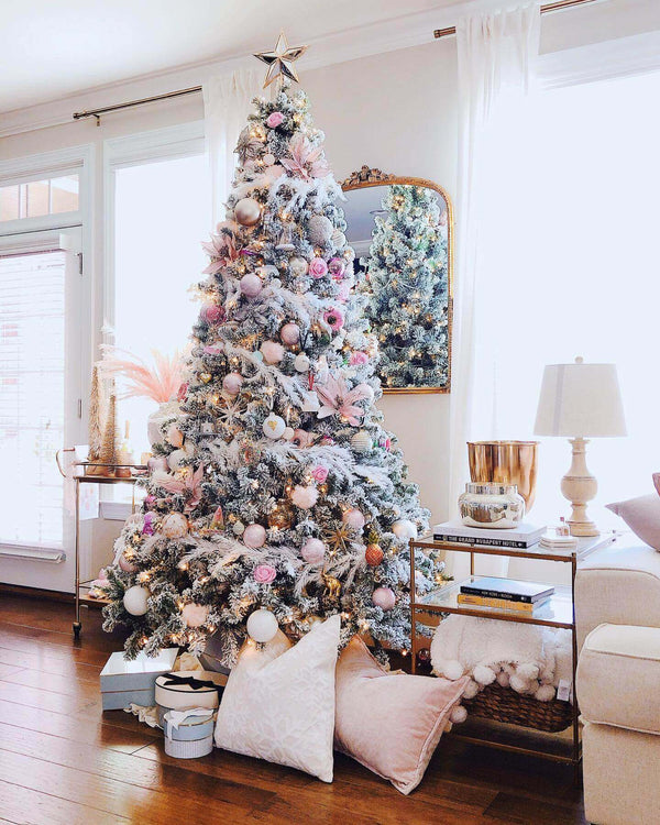 7 Foot Prince Flock Artificial Christmas Tree 400 LED Lights