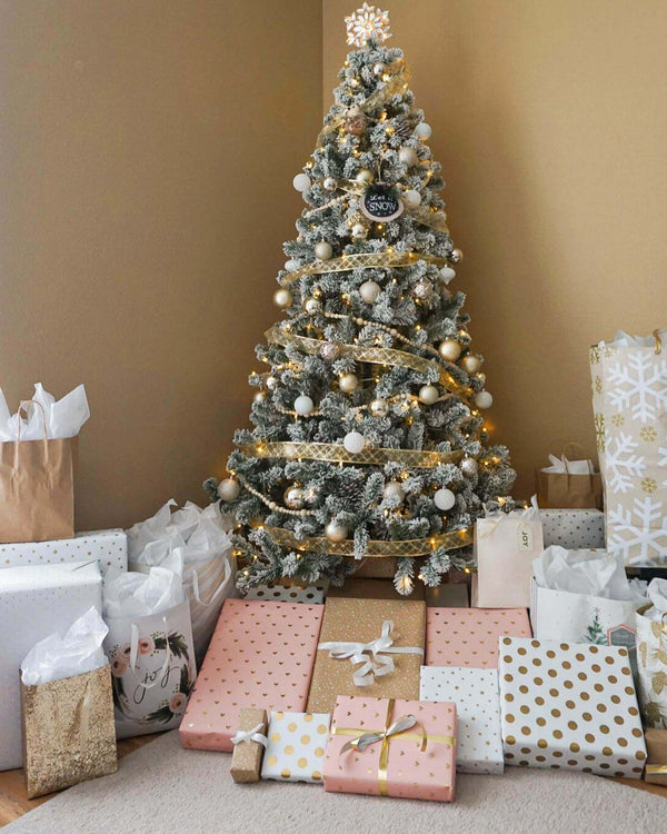 7 Foot Prince Flock Artificial Christmas Tree 400 LED Lights